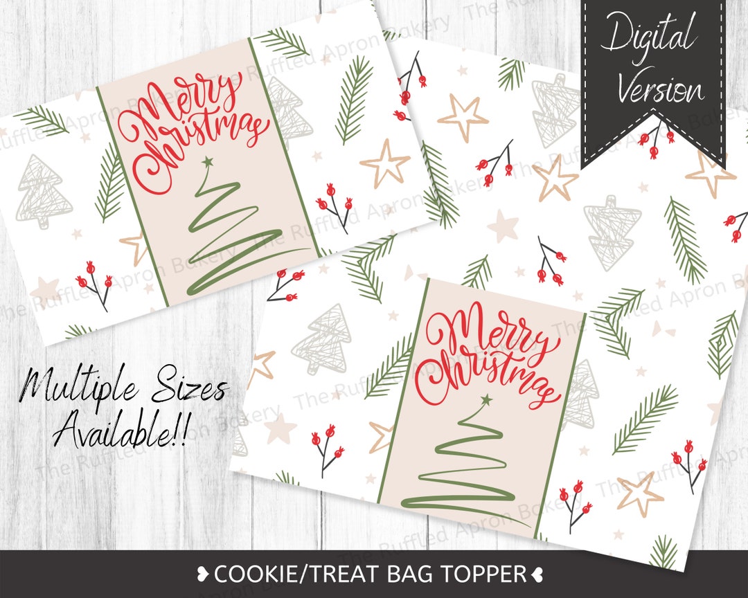 Merry Christmas Cookie Bag Toppers | Gnome Cookie Bag Toppers | Treat ...