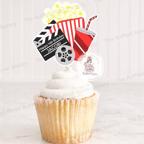 Movie Theater Cupcake Toppers Movie Night Popcorn and - Etsy