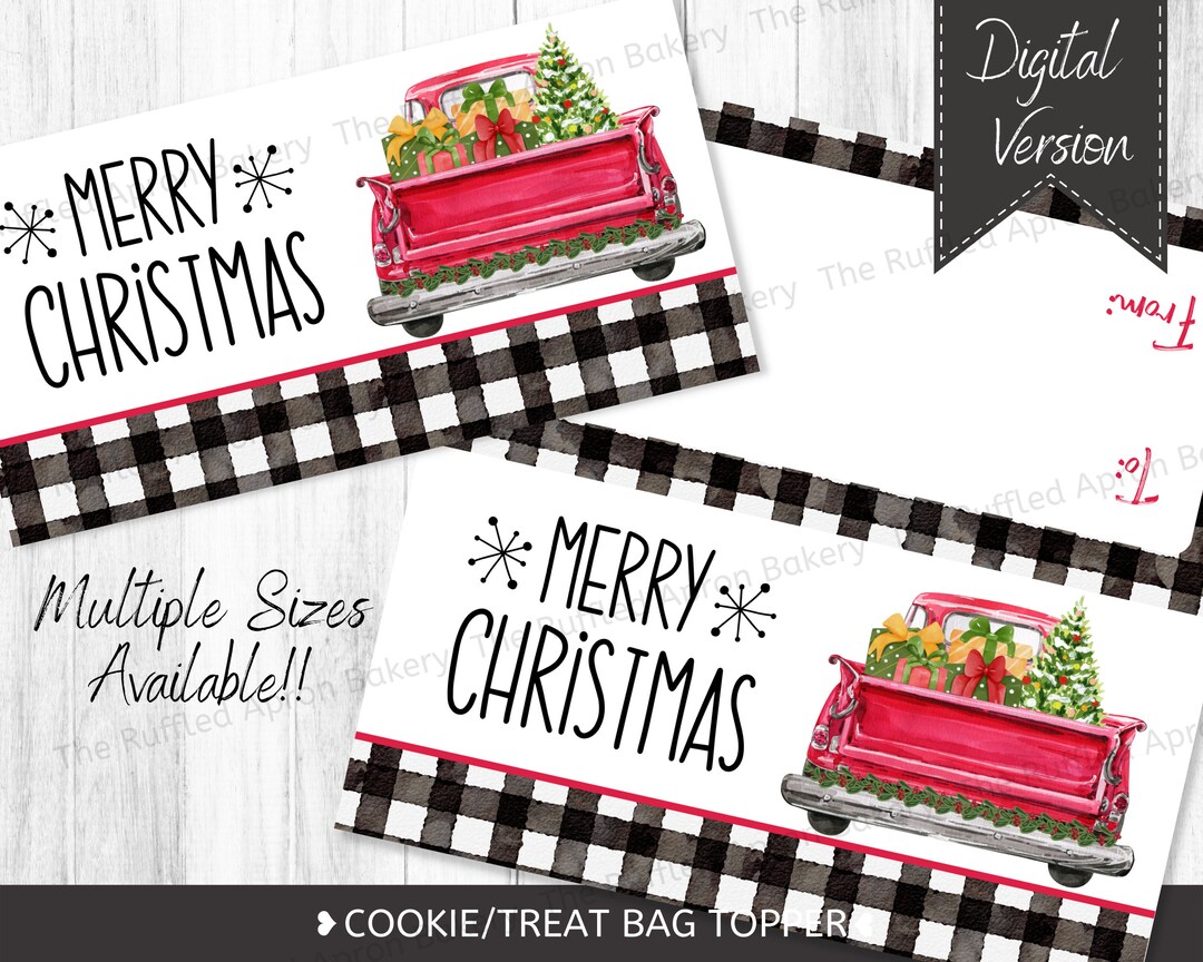 Merry Christmas Cookie Bag Toppers Cookie Bag Toppers Treat Bag Toppers ...