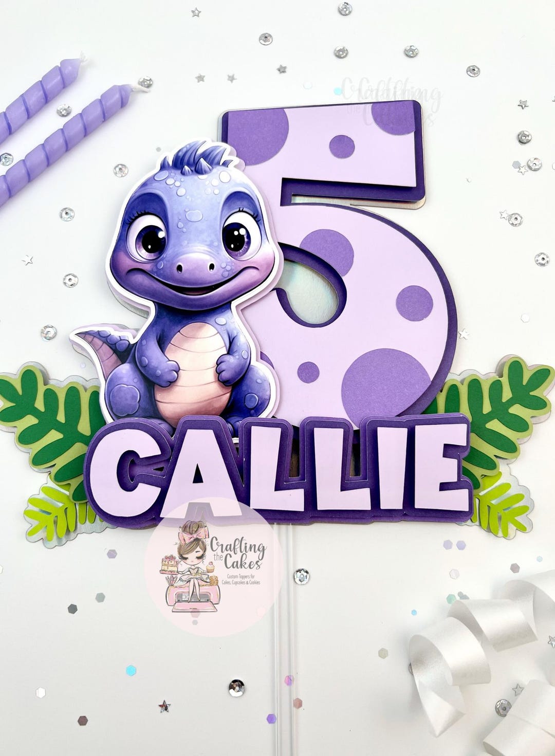 Purple Dinosaur Cake Topper | T-rex Topper | Dino Topper | Dinosaur ...