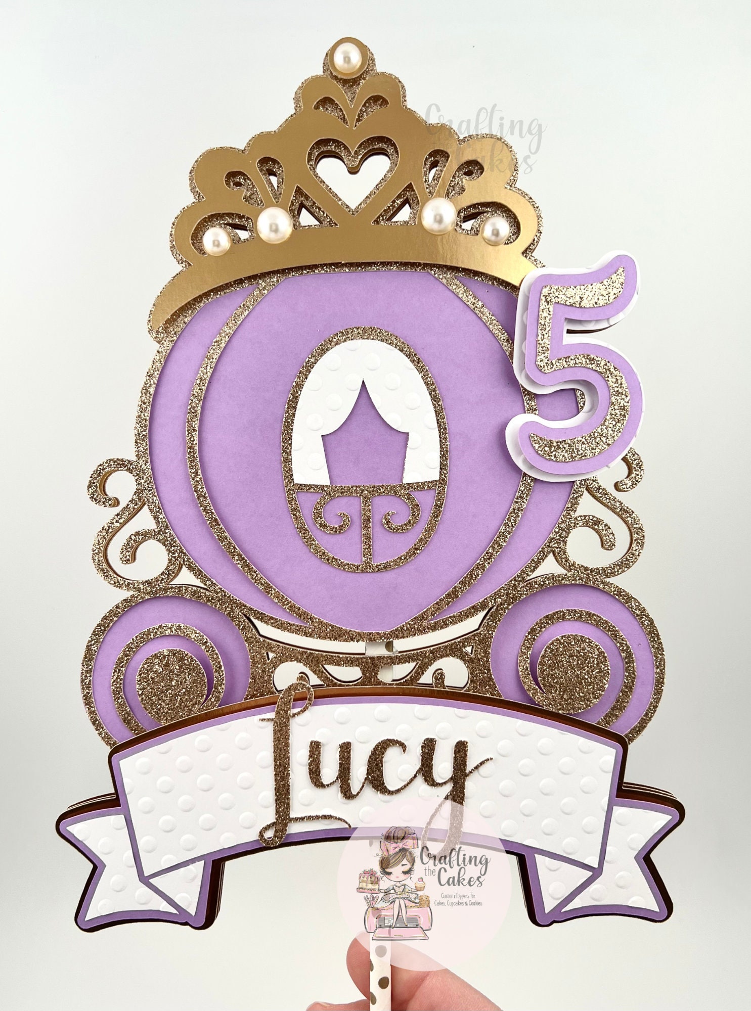 Princess Carriage Cake Topper: Glitter Birthday Party Decoration - Etsy