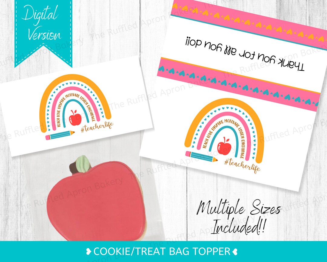 Teacher Cookie Bag Toppers Teacher Appreciation Teacher Treat Bags ...