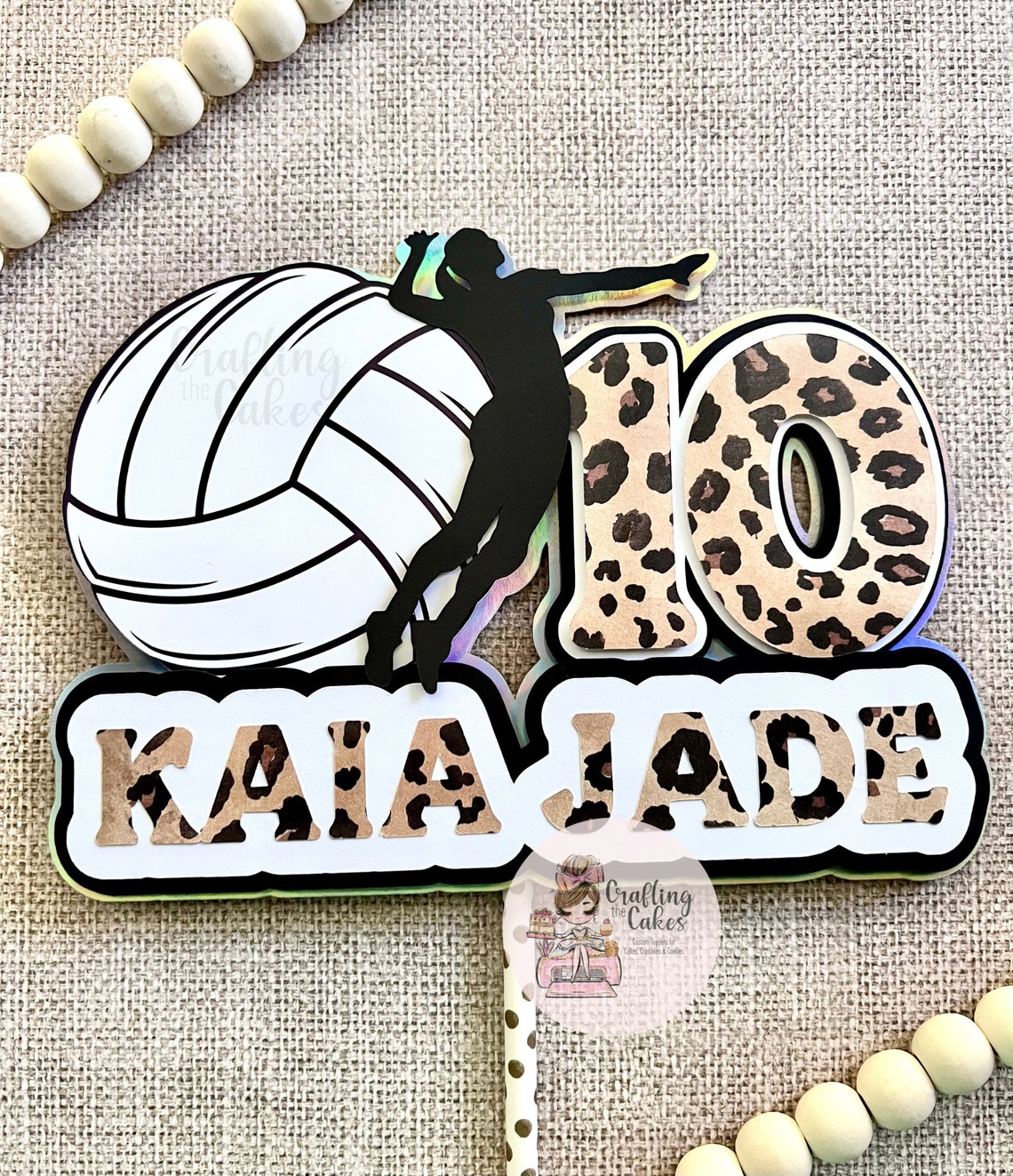 Leopard Print Volleyball Cake Topper - Etsy