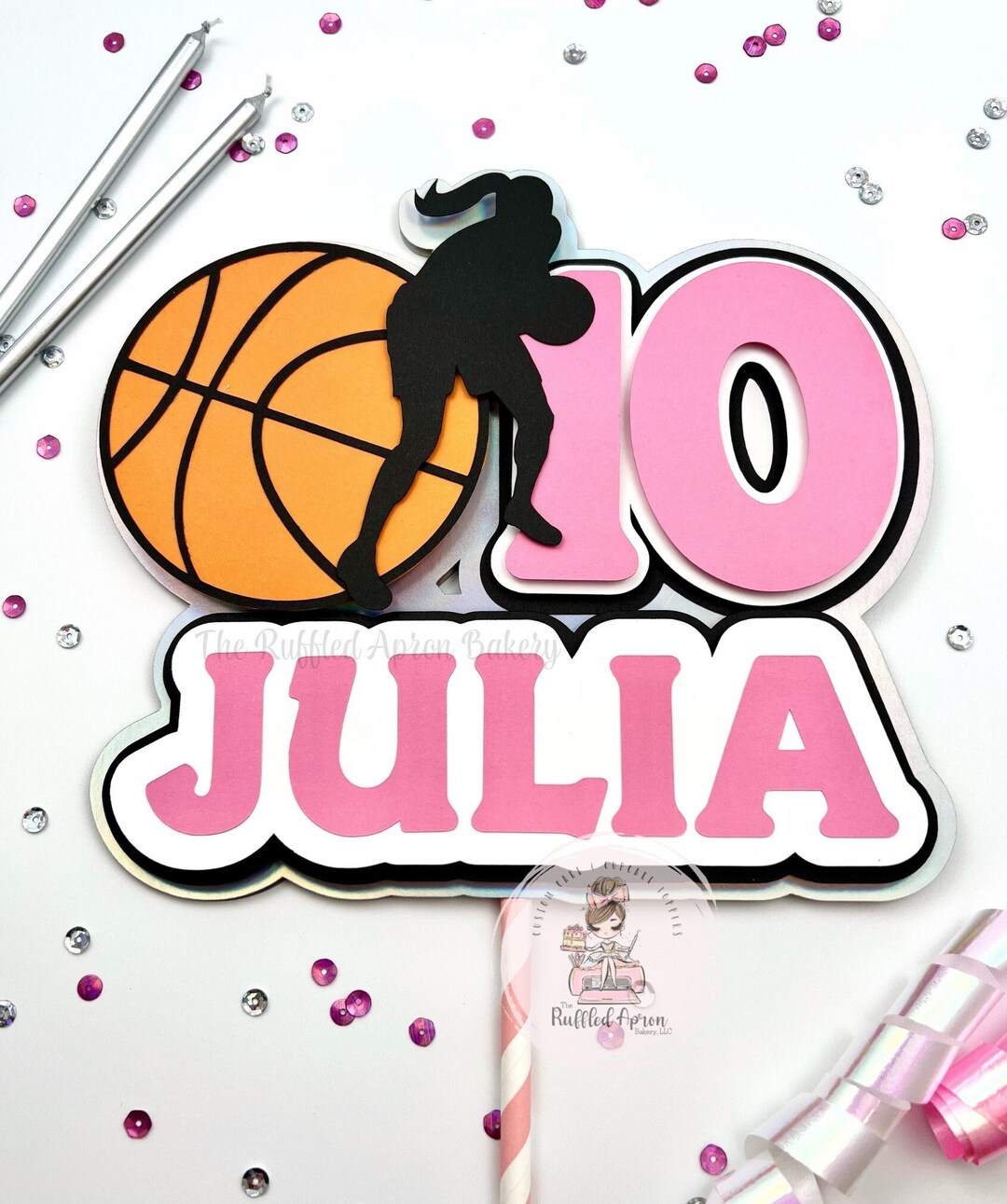 Personalized Girls Basketball Cake Topper Name & Age Birthday ...