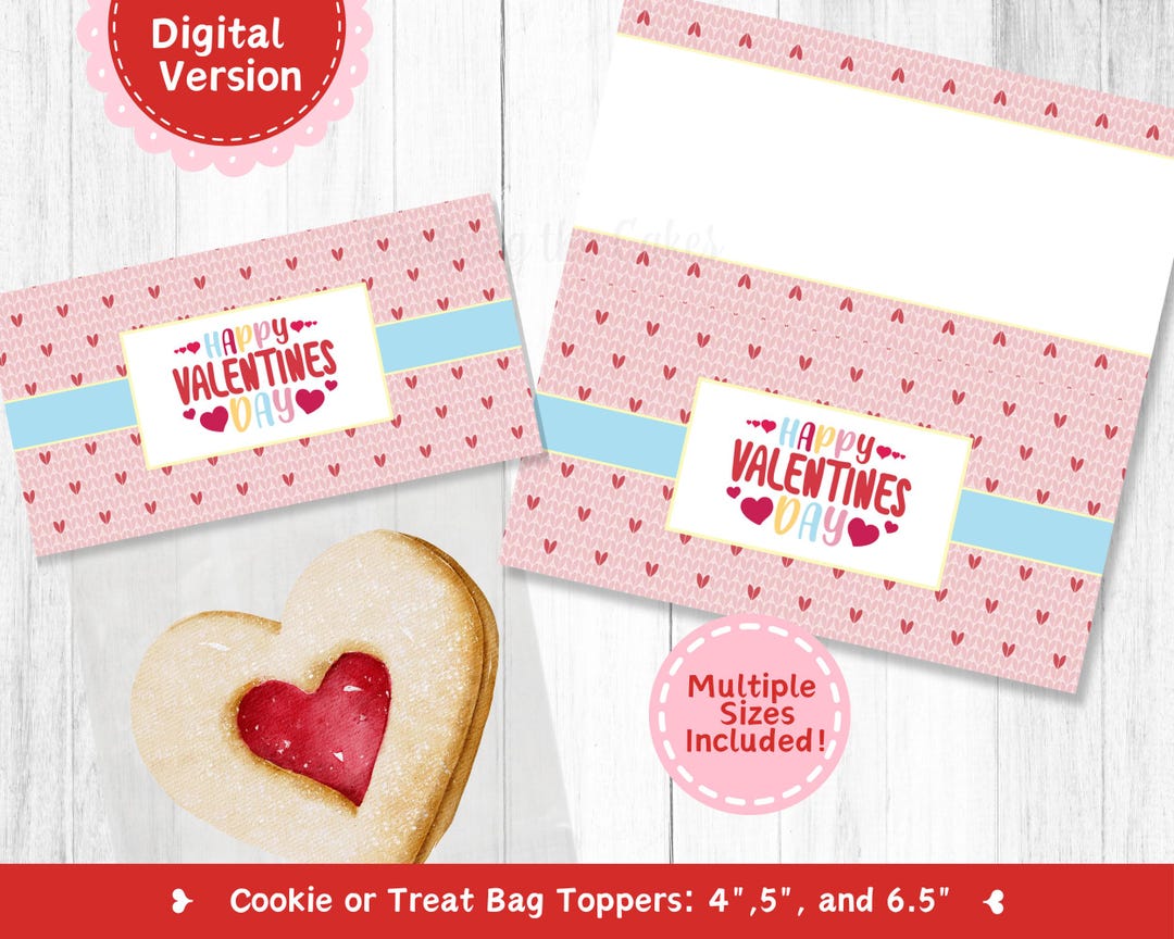 Valentine's Day Cookie Bag Toppers, Printable Treat Toppers (digital ...