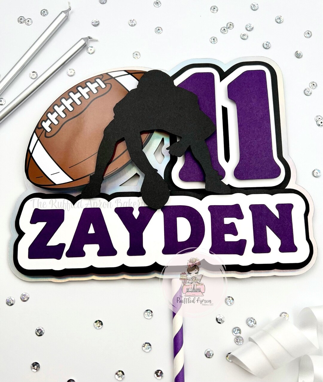 Personalized Football Cake Topper Name & Age Birthday Football Birthday ...