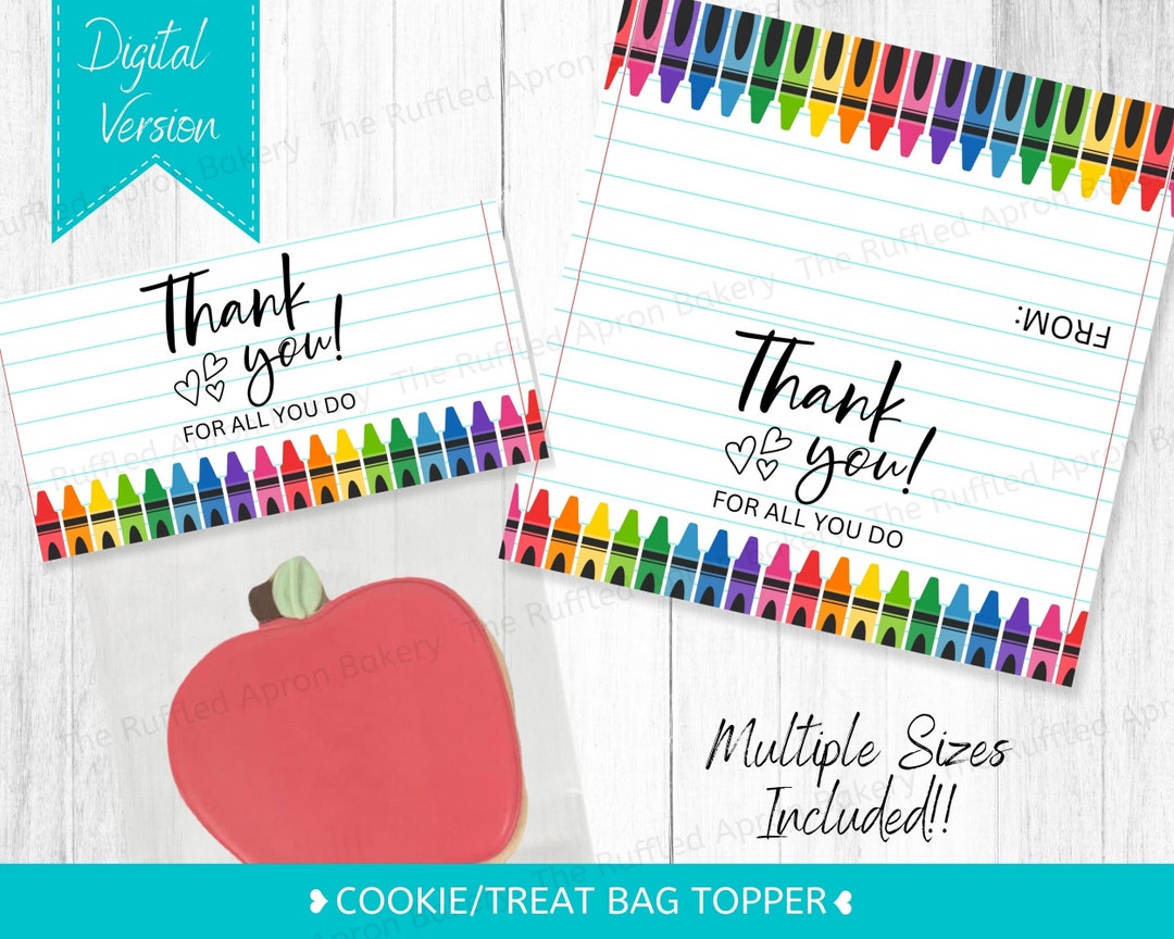 Teacher Cookie Bag Toppers Teacher Appreciation Teacher Treat Bags ...