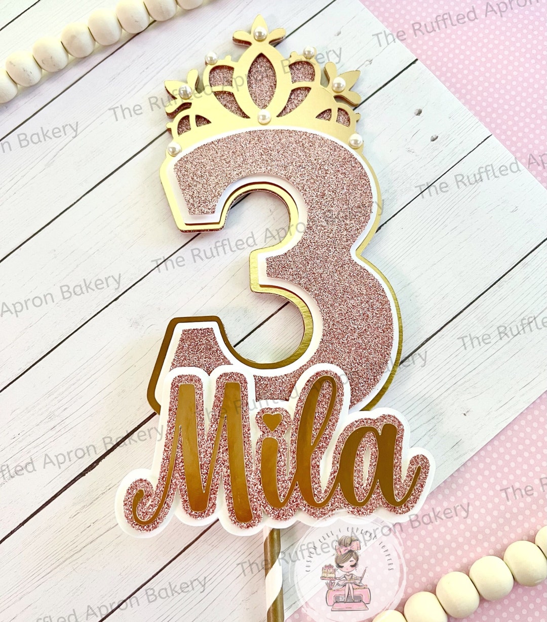 Princess Crown Cake Topper Princess Cake Topper Any Age - Etsy