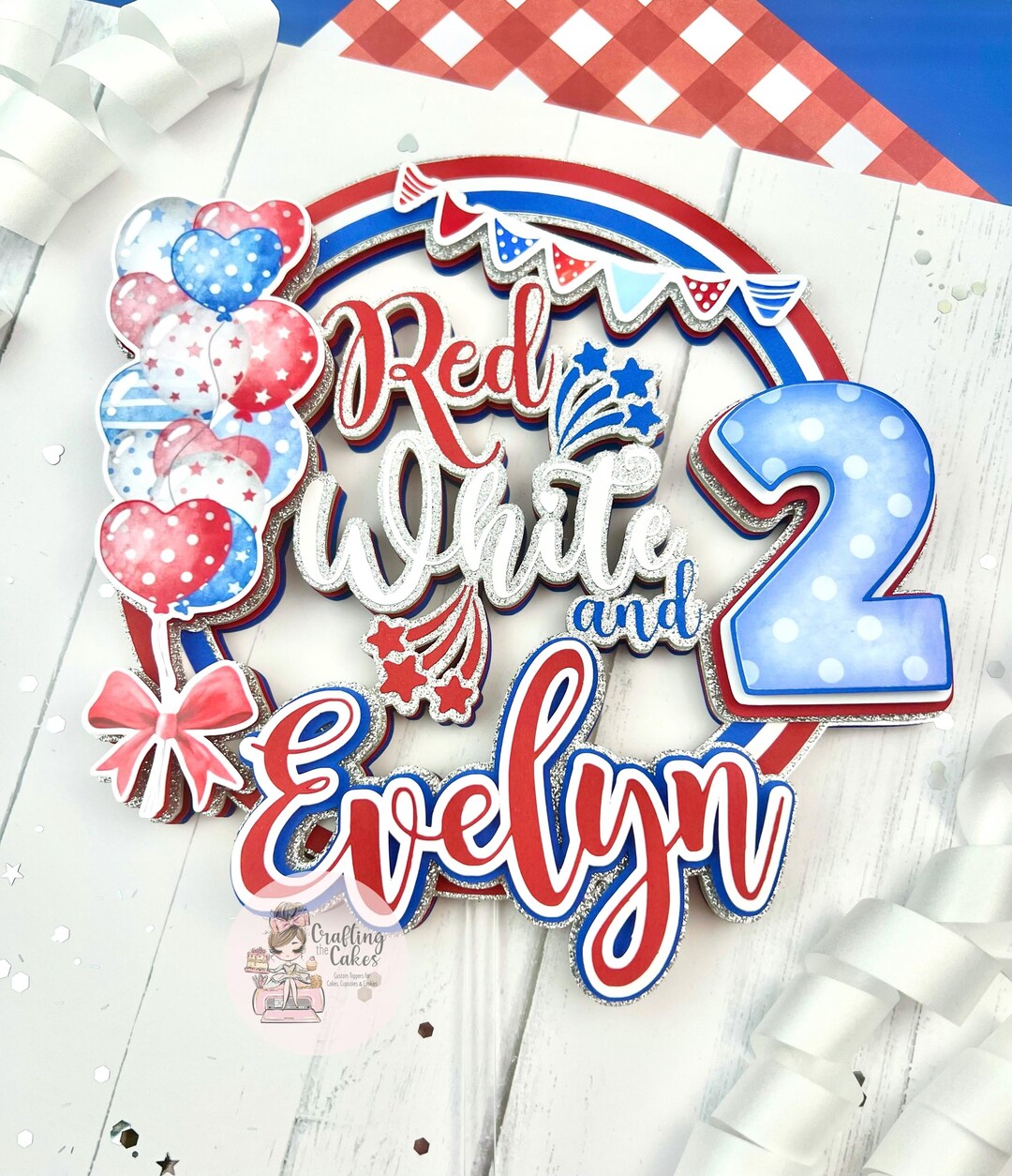 Red, White and 2 Cake Topper: 4th of July 2nd Birthday - Etsy