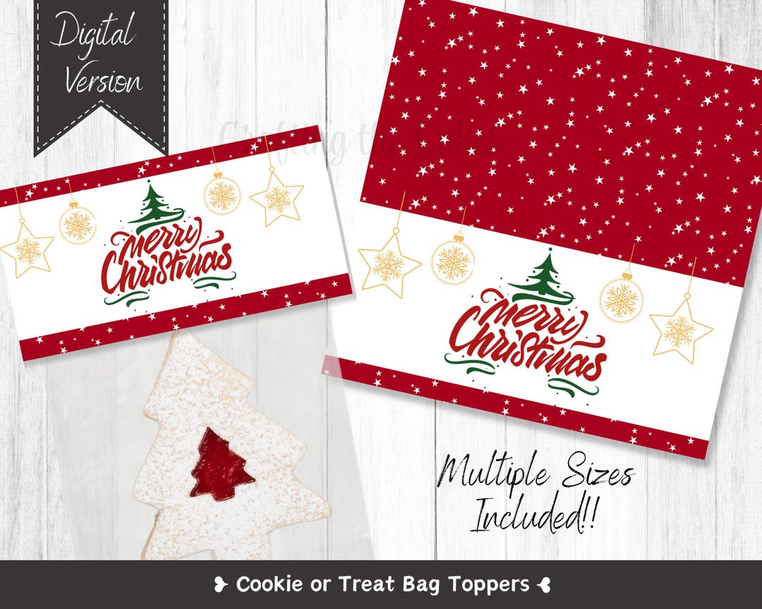 Merry Christmas Cookie Bag Toppers | Holiday Treat Bags (digital File ...