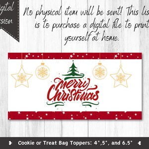 Merry Christmas Cookie Bag Toppers | Cookie Bag Toppers | Treat Bag ...