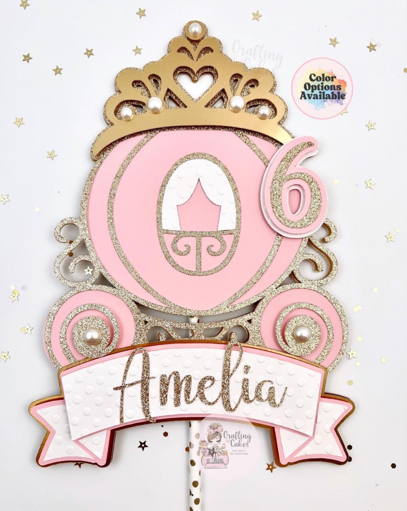 Princess Carriage Cake Topper: Glitter Birthday Party Decoration - Etsy