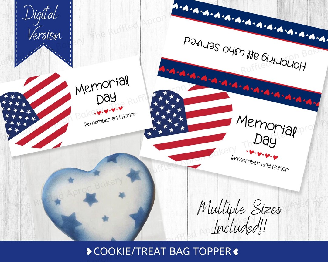 Memorial Day Cookie Bag Toppers | Memorial Day | Treat Bags | Memorial ...