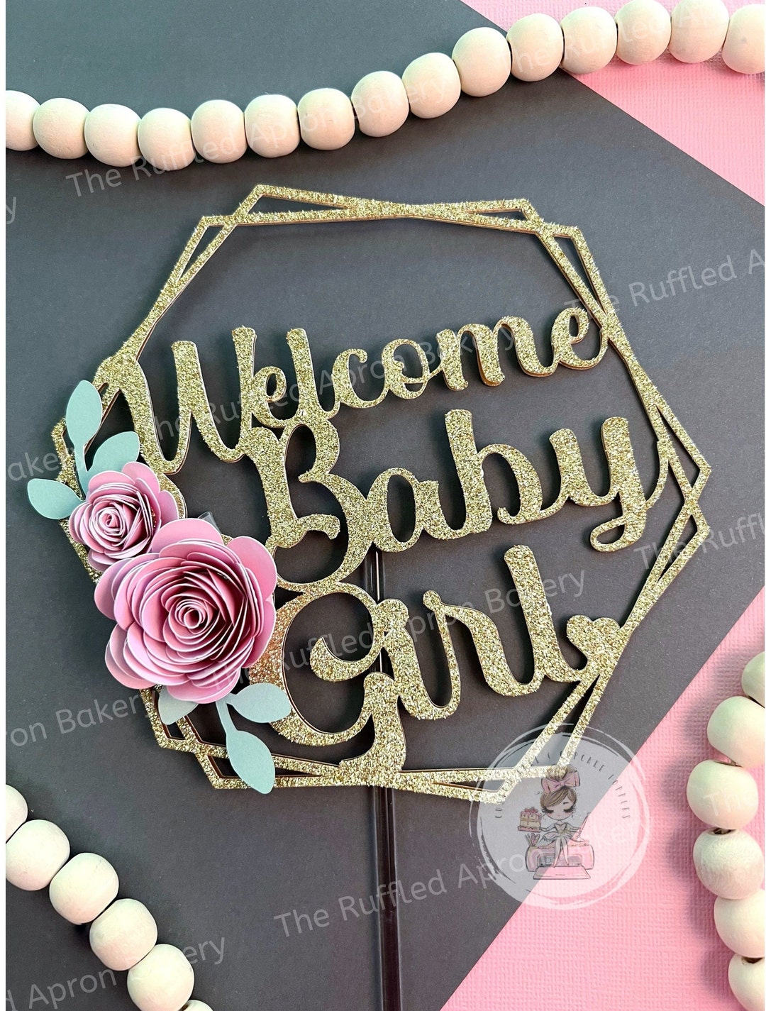 Welcome Baby Girl Cake Topper Baby Shower Topper Baby Girl Topper Baby ...