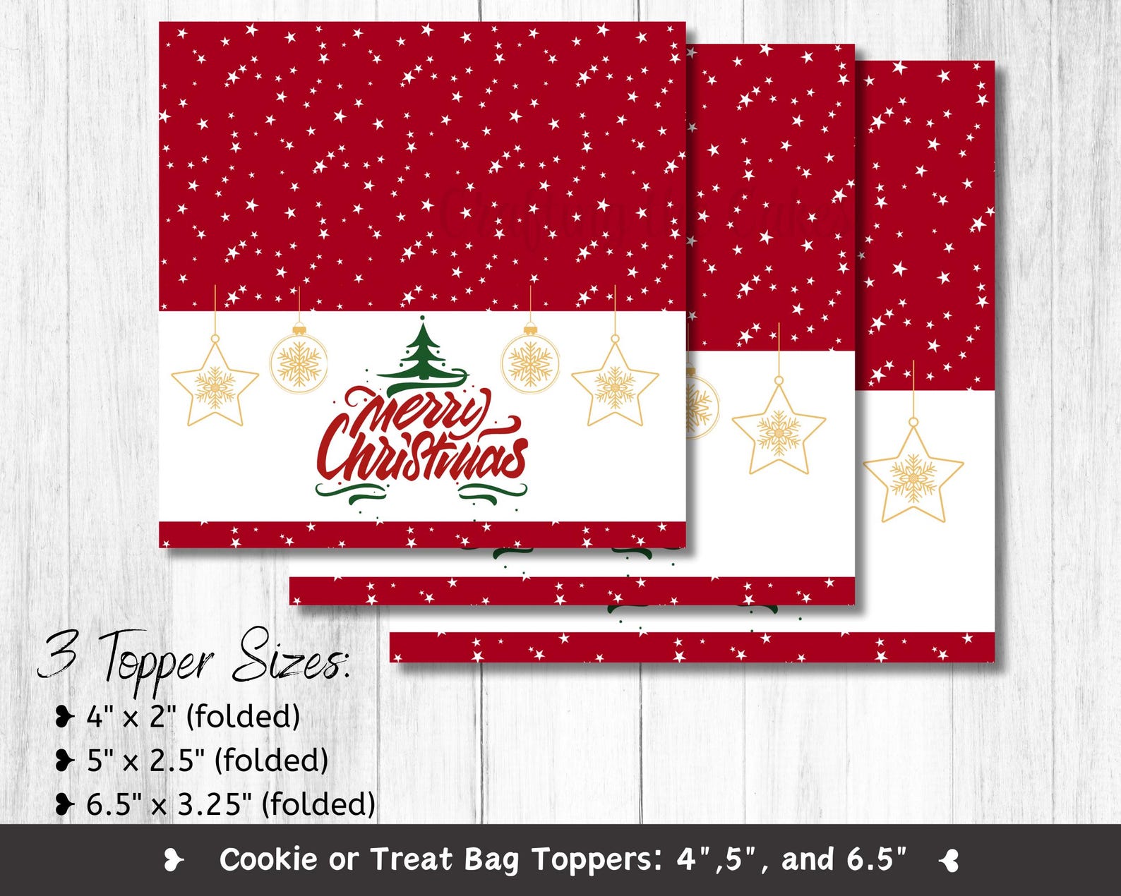 Merry Christmas Cookie Bag Toppers | Holiday Treat Bags (digital File ...