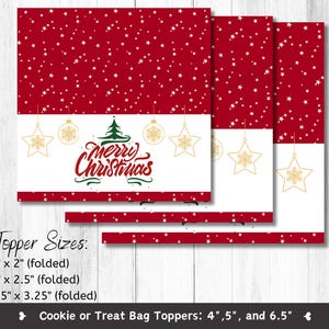 Merry Christmas Cookie Bag Toppers | Cookie Bag Toppers | Treat Bag ...