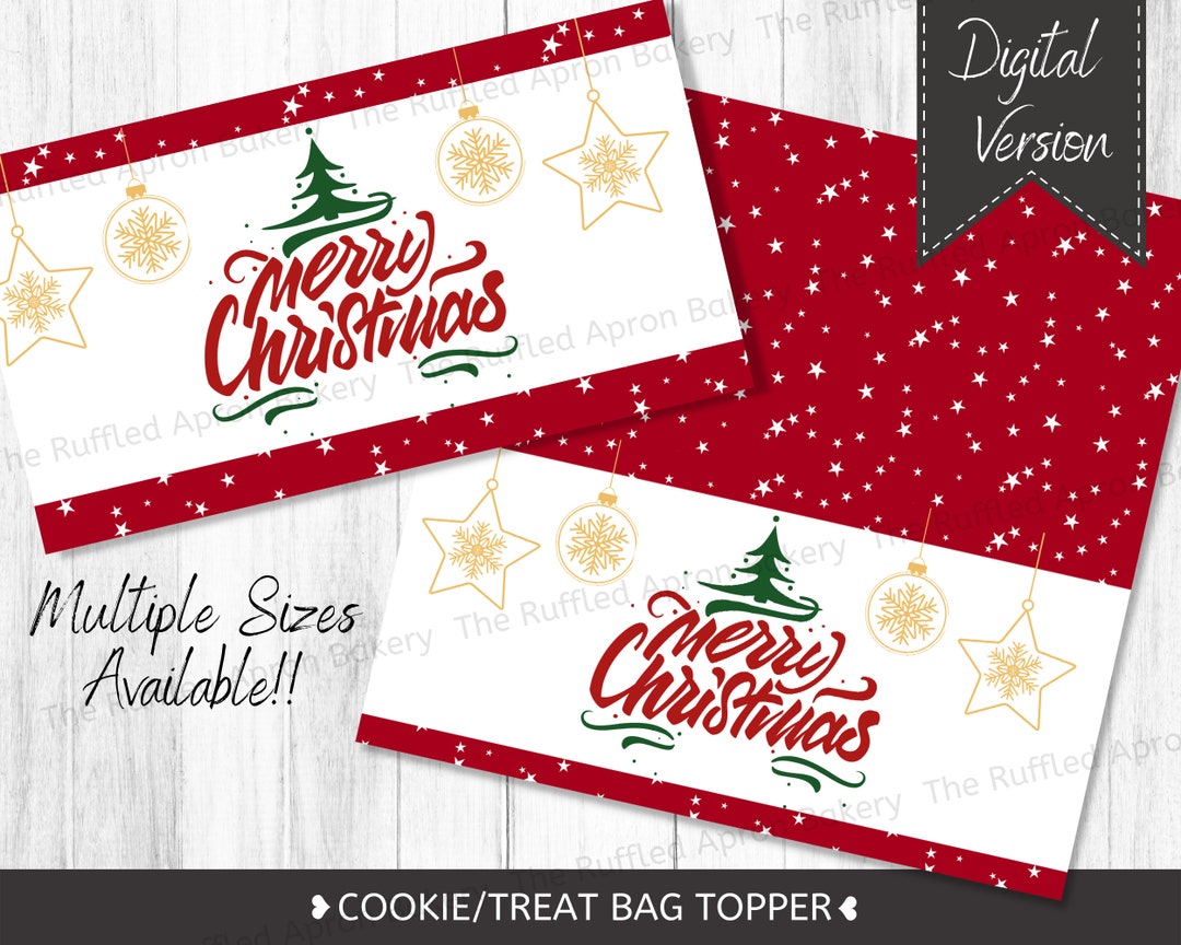 Merry Christmas Cookie Bag Toppers Cookie Bag Toppers - Etsy