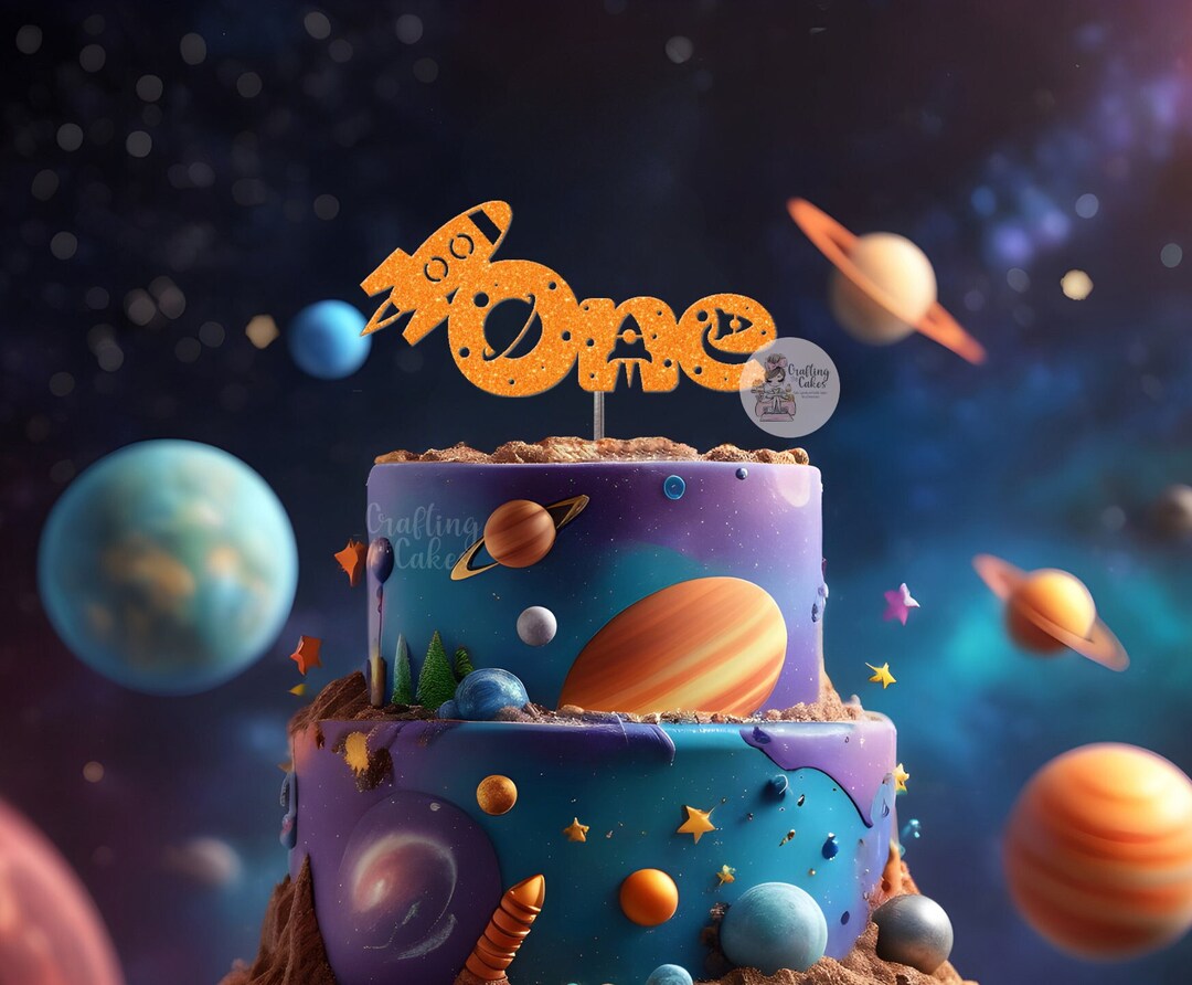 Rocket Ship Cake Topper | Rocket Ship Birthday | Outer Space Cake | Birthday Cake Topper | Space ...