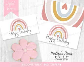 Editable Rainbow Treat Bag Toppers Template Printable Pink Girl Pastel ...