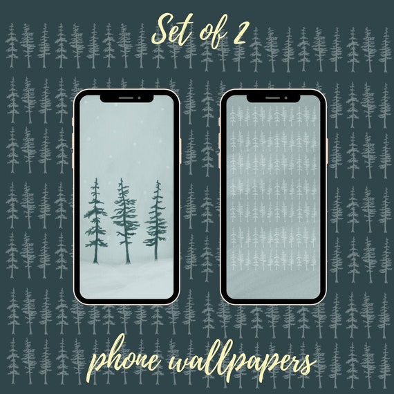 Forest Digital Wallpaper Set of Two Tree Themed Phone | Etsy