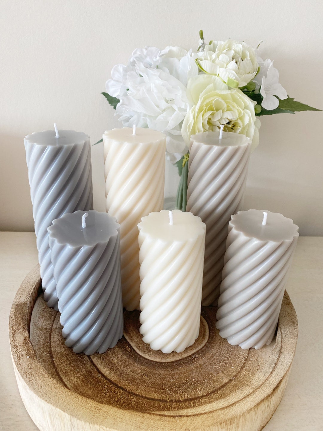 Twist Pillar Candles | Decorative | Tall | Pillar | Ribbed | Handmade ...