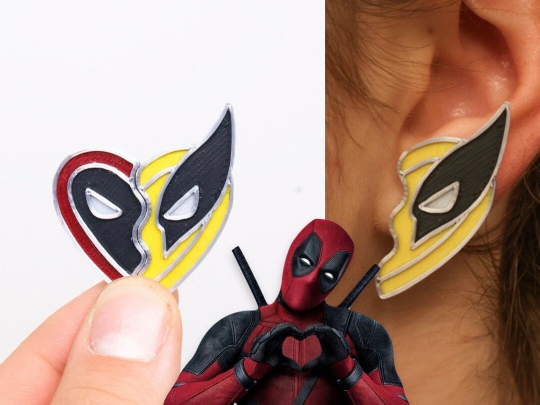 Deadpool 3 Earring Best Friends Necklace With Wolverine Marvel Display ...