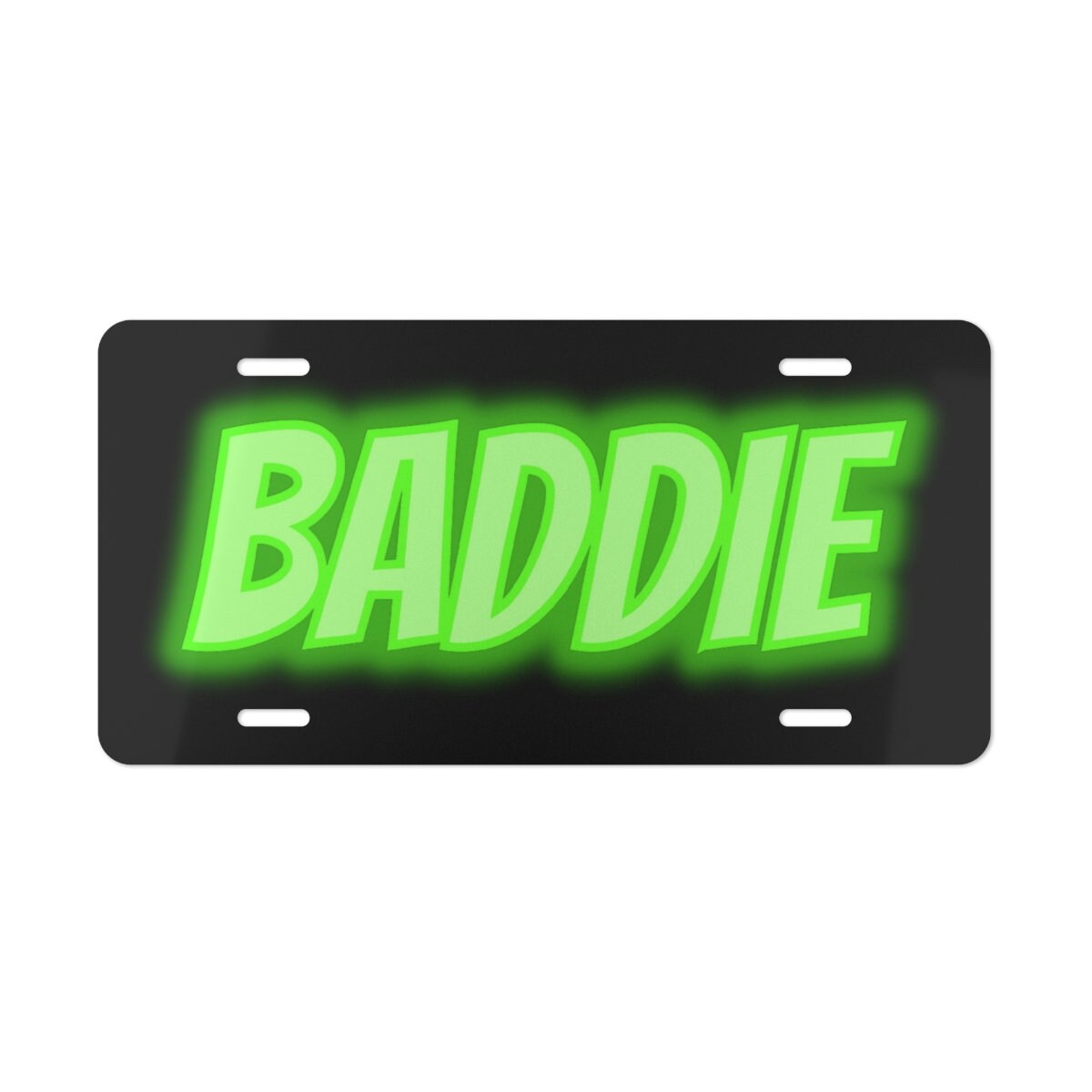 Green Glow Baddie Vanity Plate, Black & Green Vanity Plate, Front ...