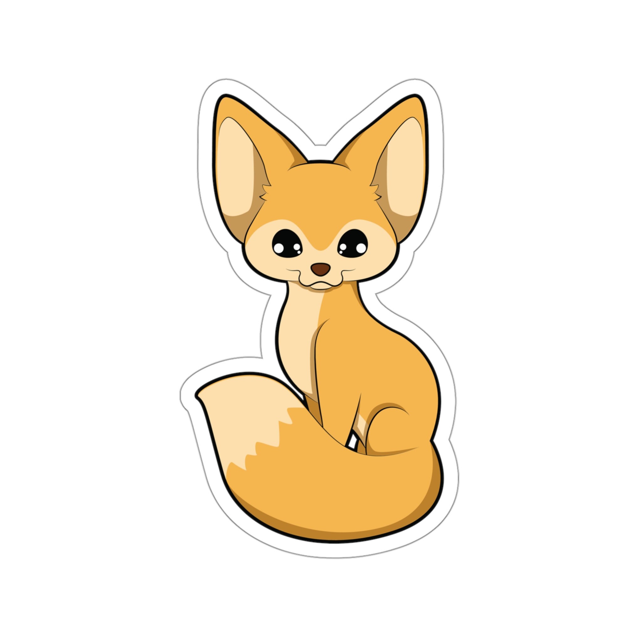 Fennec Fox Cartoon Sticker, Transparent and White - Etsy