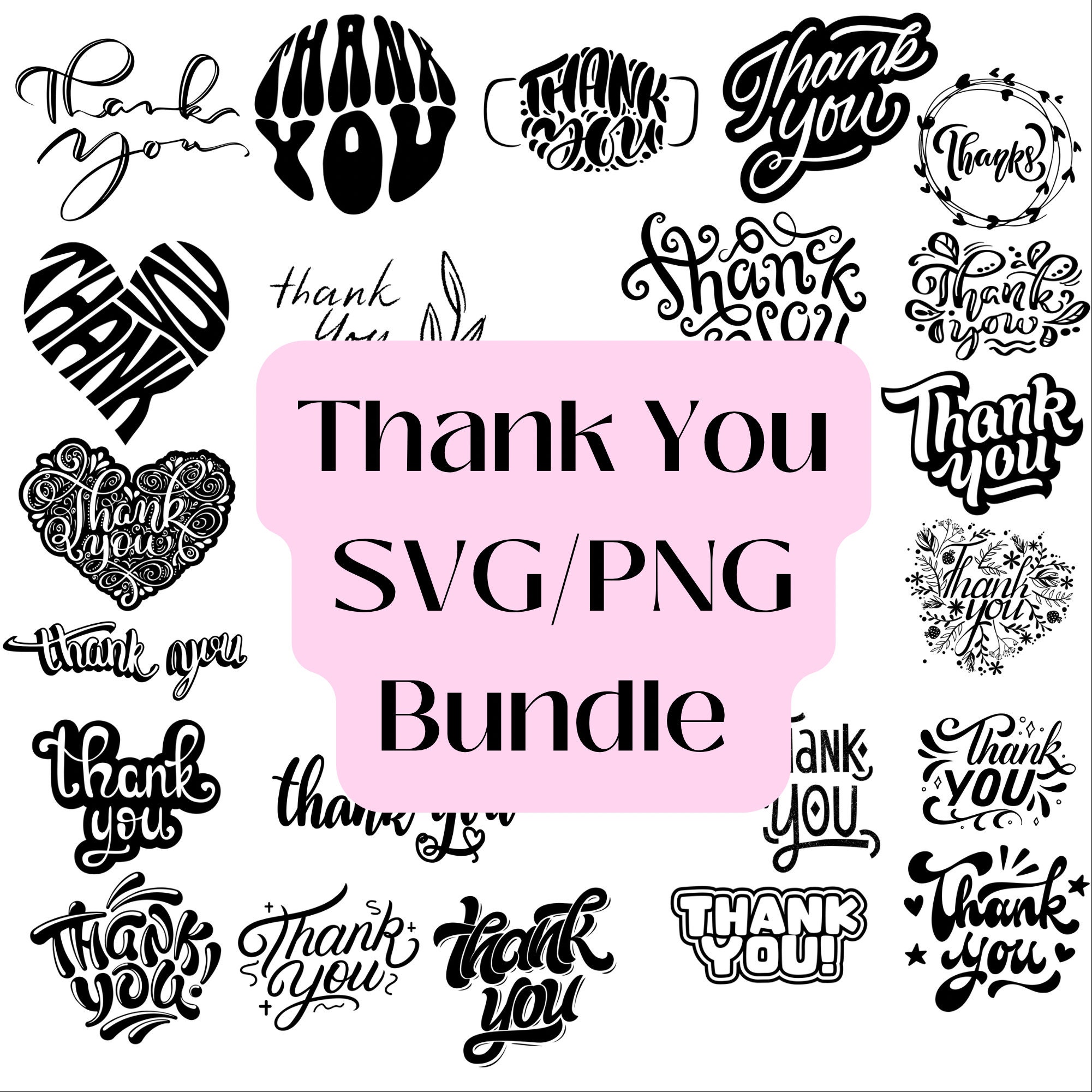 Thank You SVG PNG Bundle - Etsy