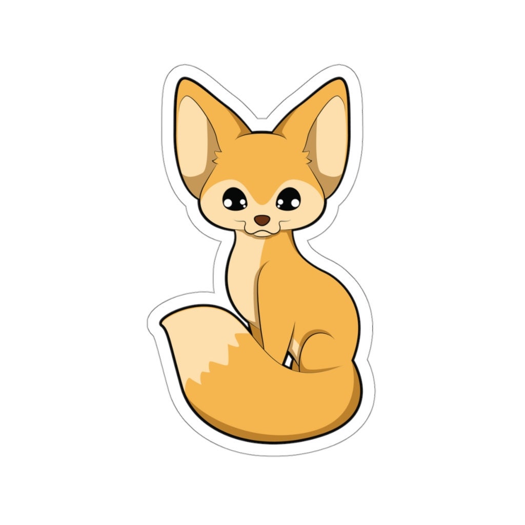 Fennec Fox Cartoon Sticker Transparent and White - Etsy