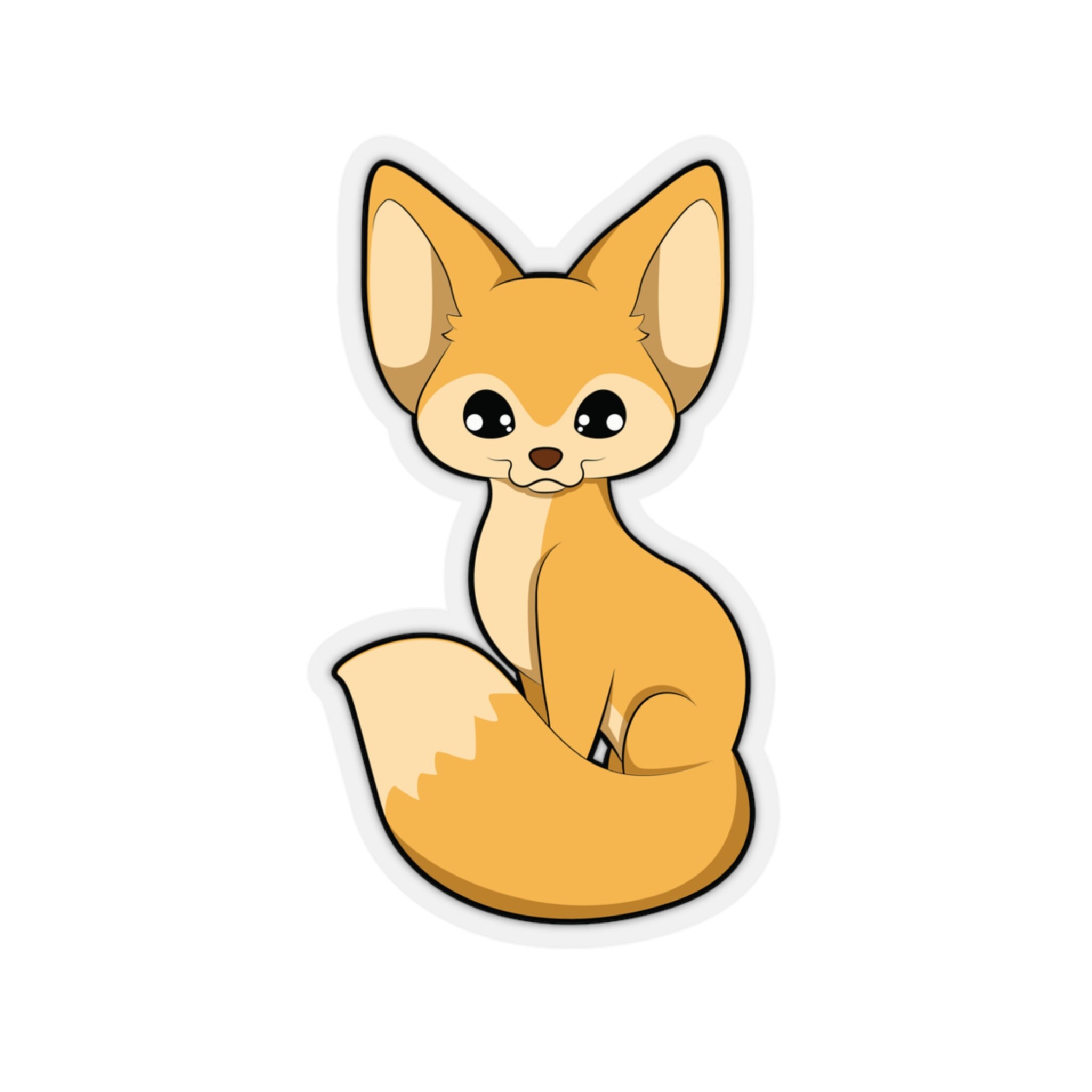 Fennec Fox Cartoon Sticker, Transparent and White - Etsy