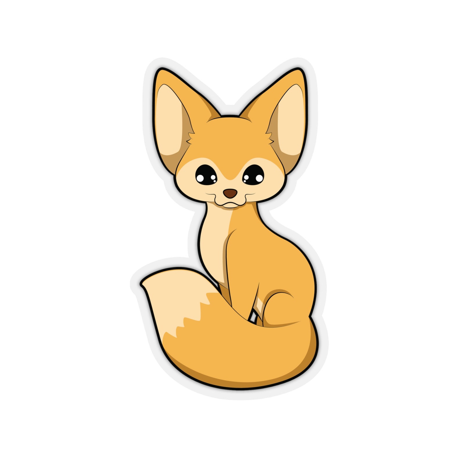 Fennec Fox Cartoon Sticker, Transparent and White - Etsy