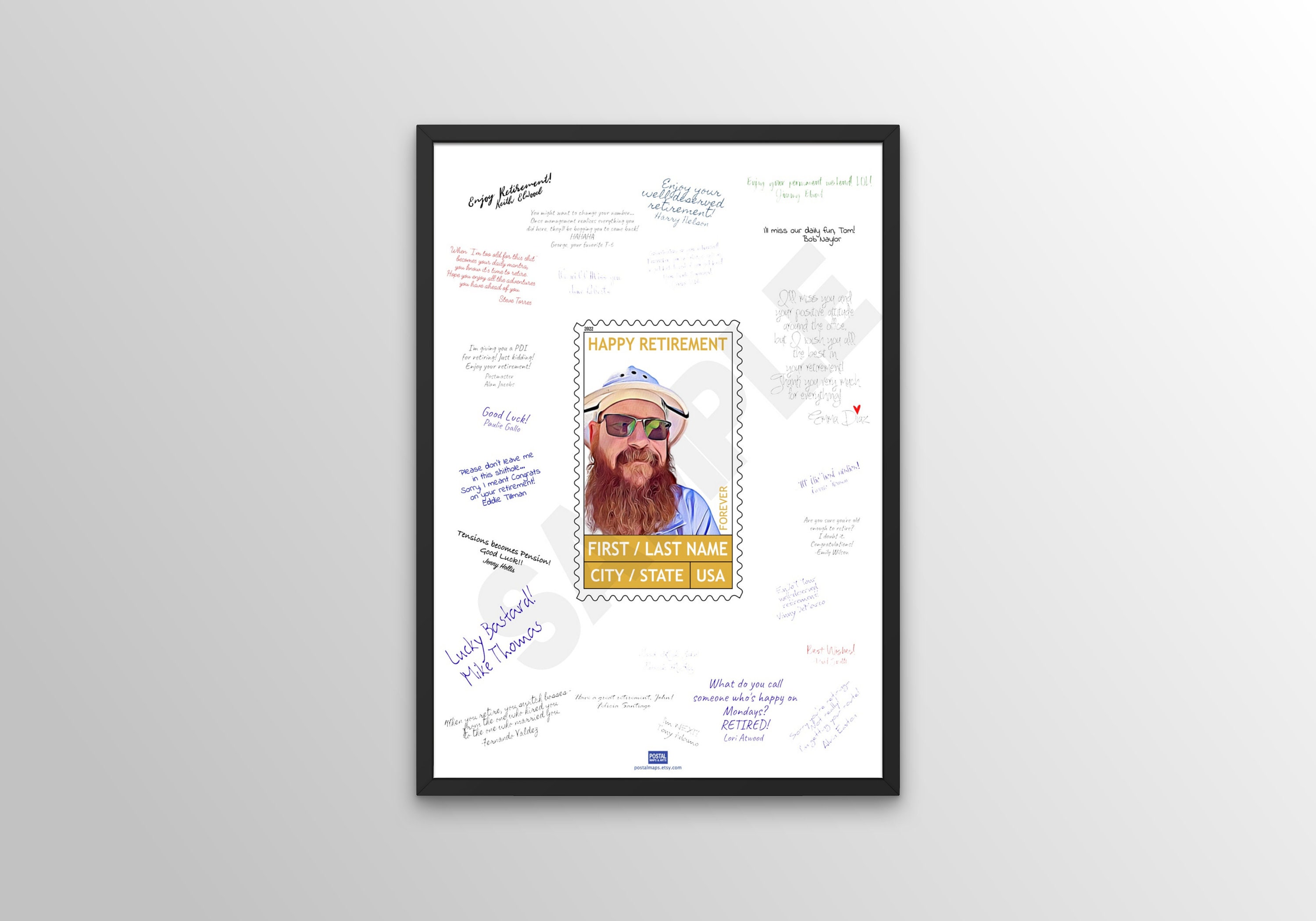 USPS Retirement Signature Poster Modern Postage-style FULLY ...