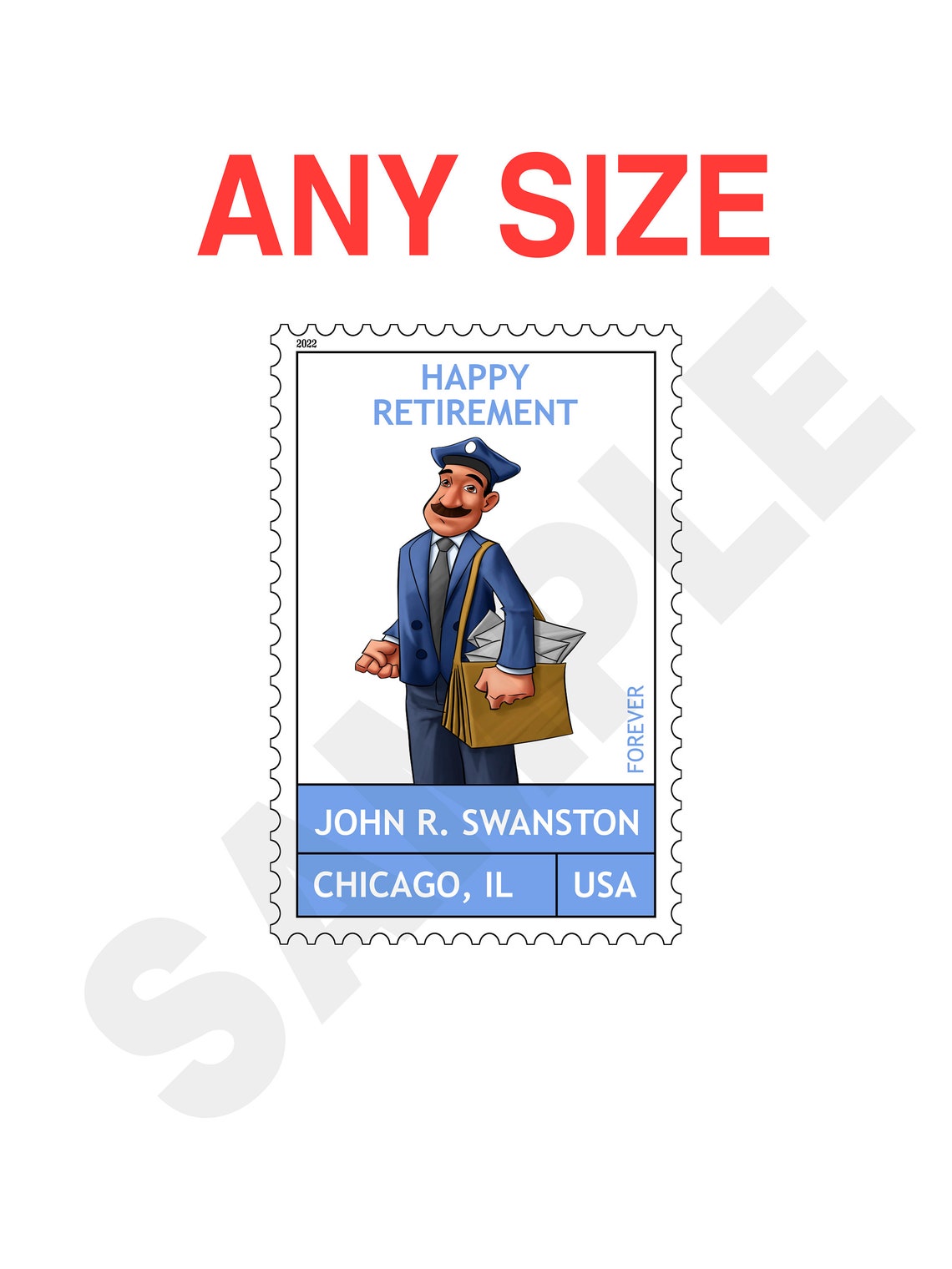 USPS Retirement Signature Poster Modern Postage-style | Etsy