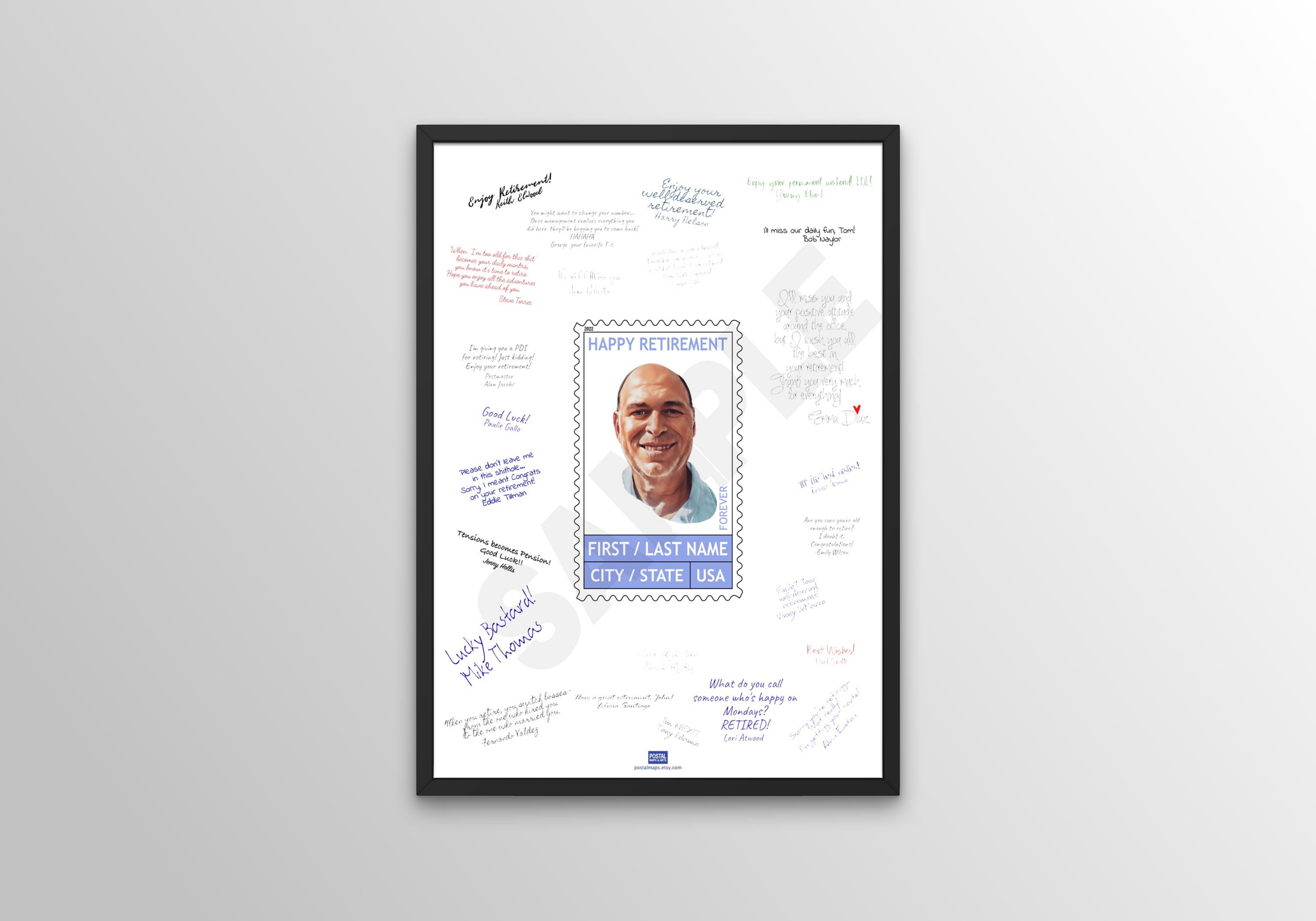 USPS Retirement Signature Poster Modern Postage-style FULLY ...
