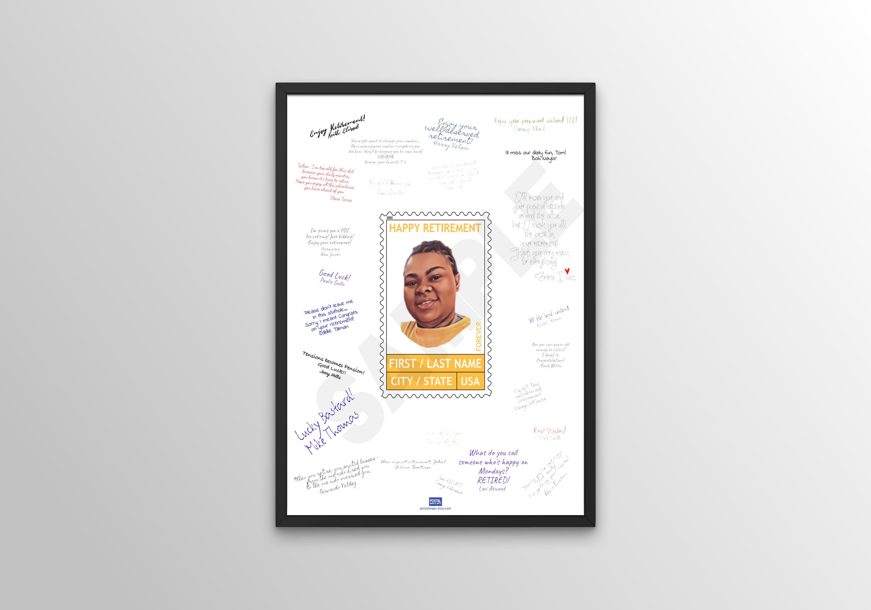 USPS Retirement Signature Poster - Modern Postage-style - FULLY ...