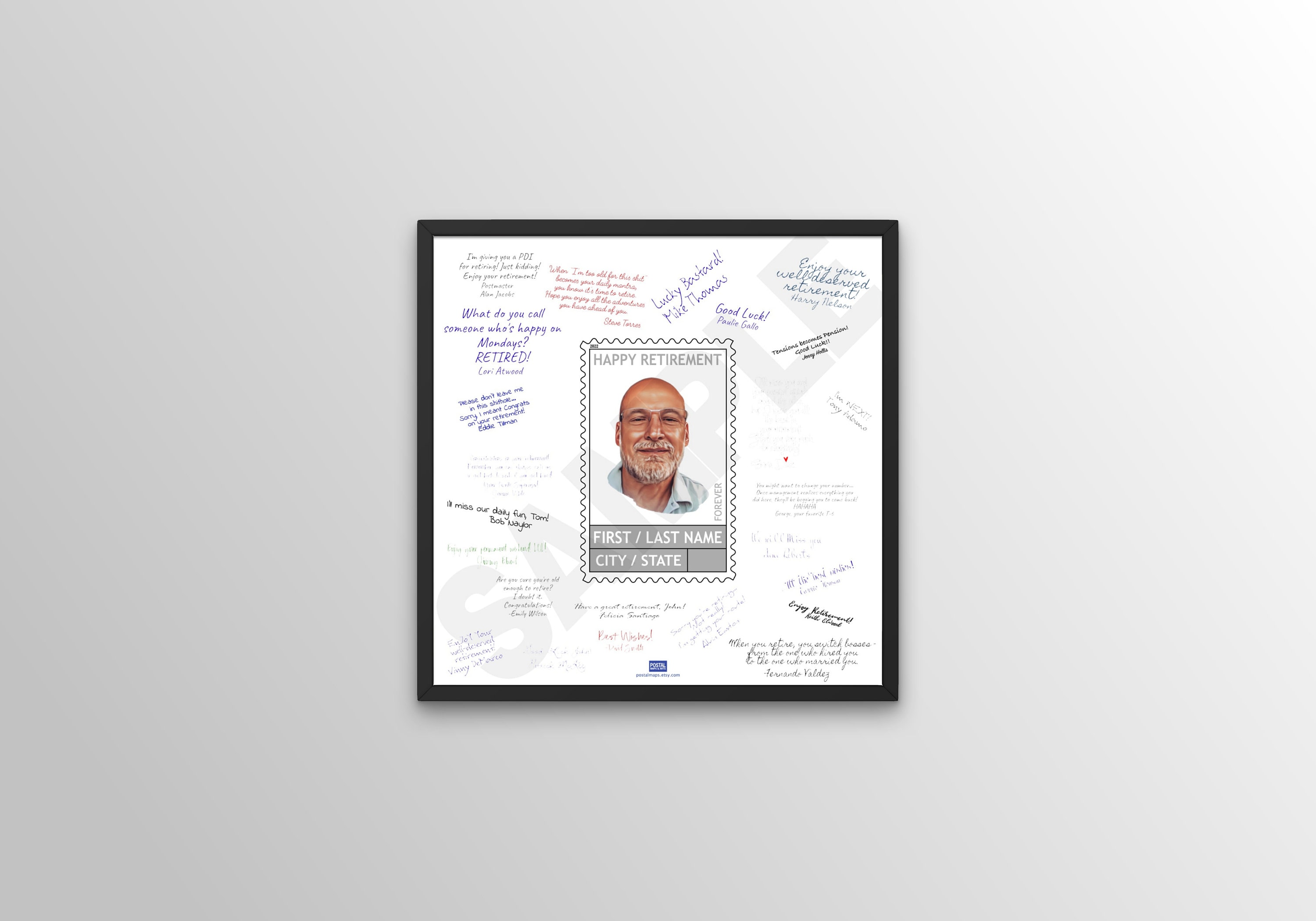 USPS Retirement Signature Poster Modern Postage-style FULLY ...