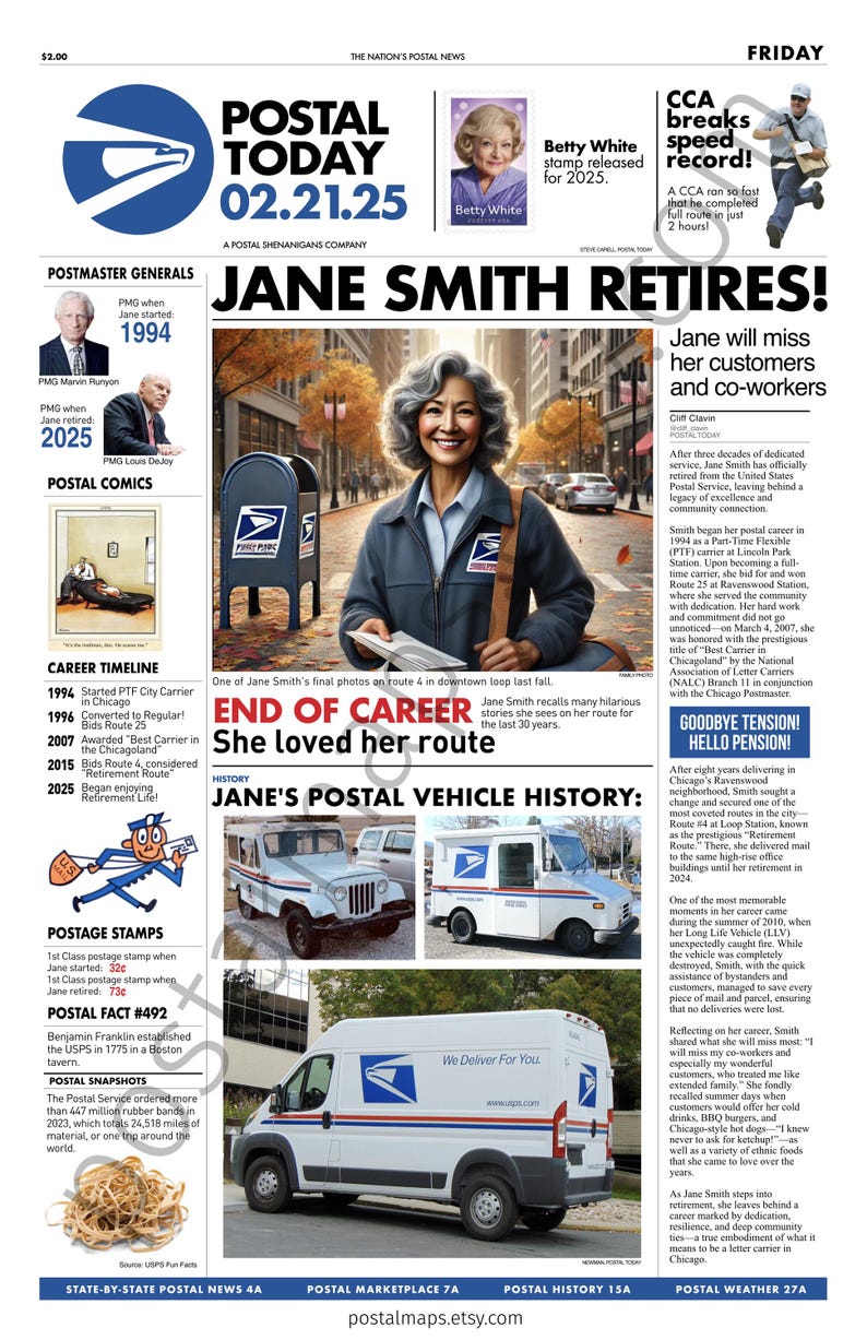 Postal Retirement Newspaper – Perfect Gift Idea for Postal Workers ...