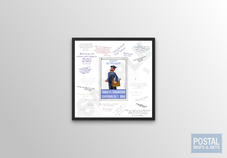 USPS Retirement Signature Poster Modern Postage-style | Etsy