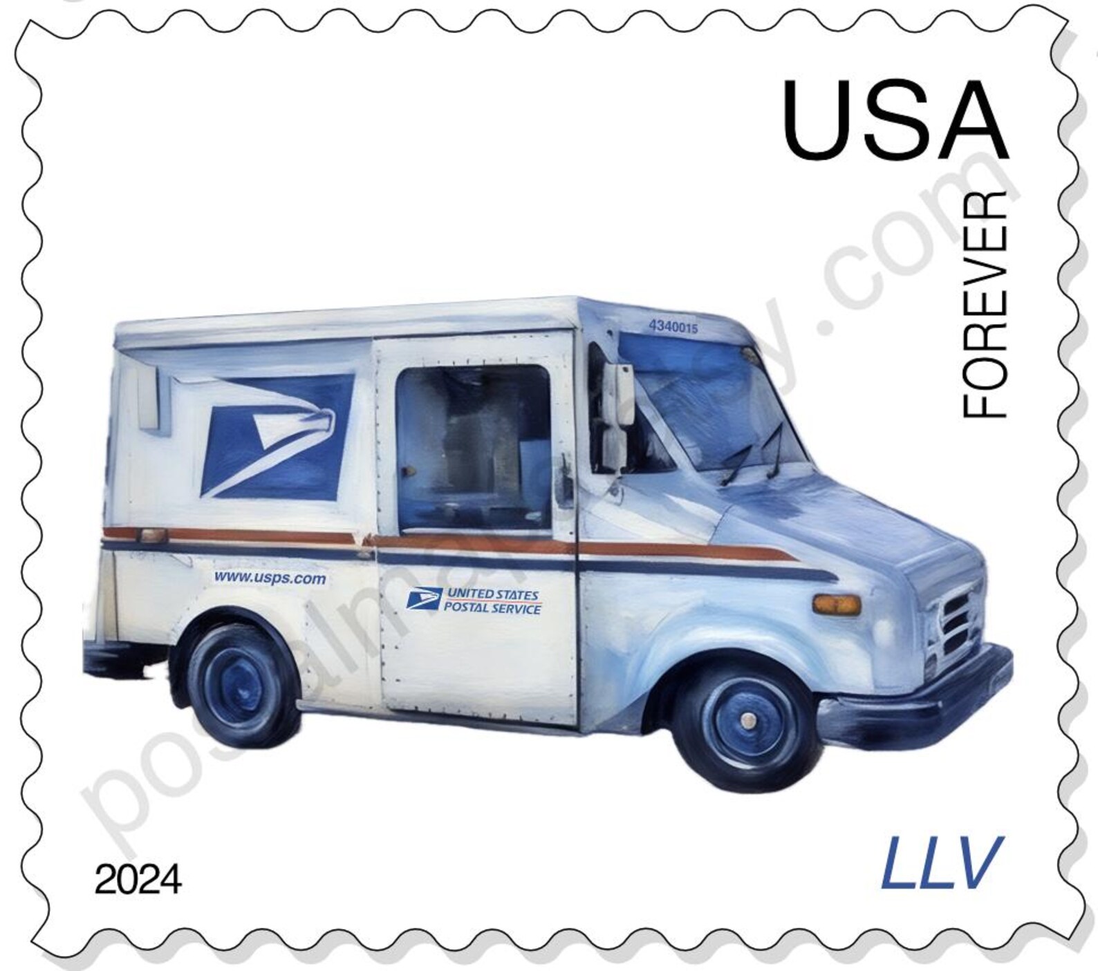 1971-present Select USPS Delivery Vehicles Stamp Artwork (square Print ...