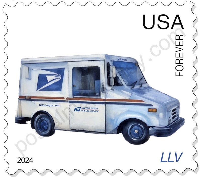 1971-present Select USPS Delivery Vehicles Stamp Artwork (square Print ...