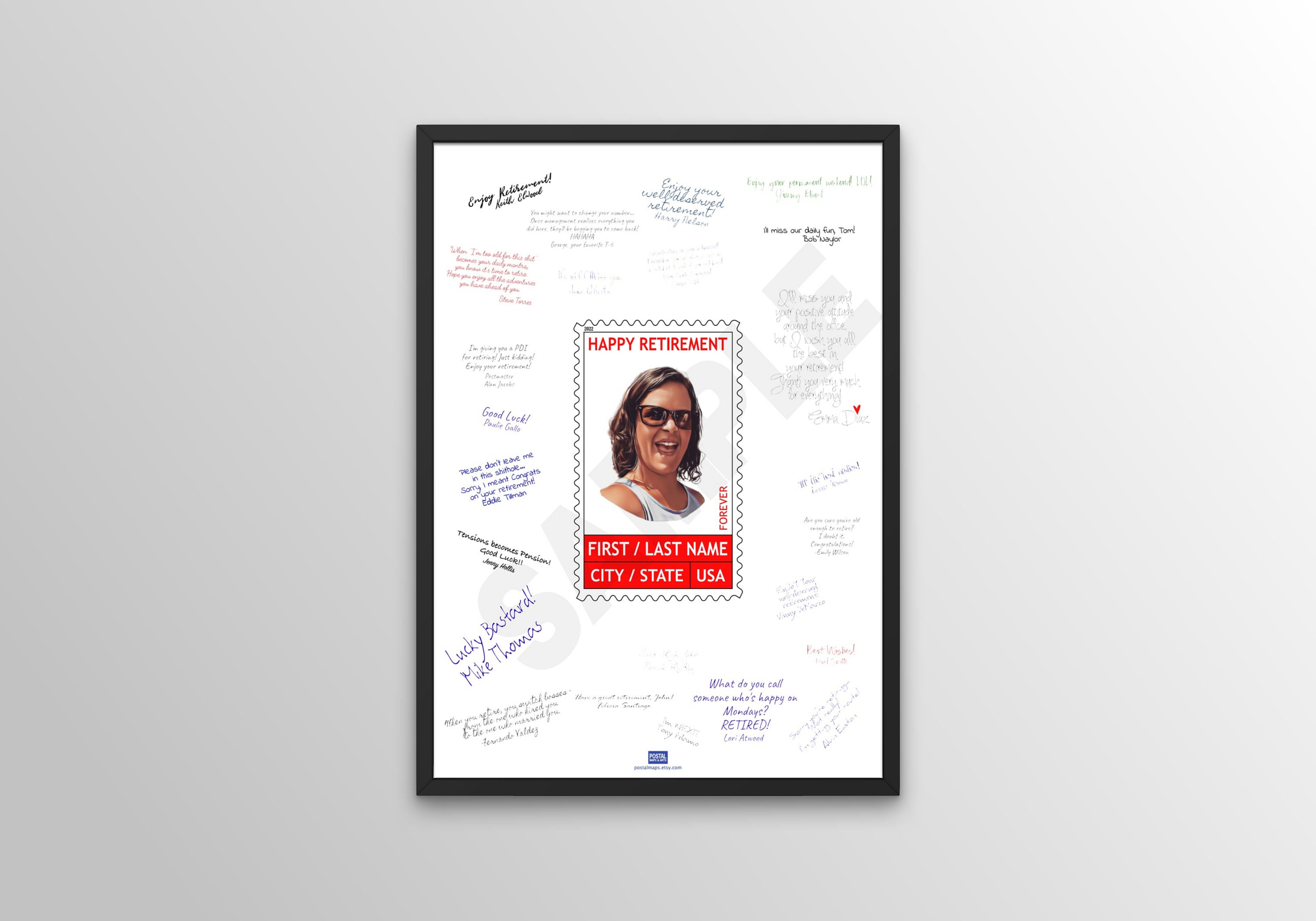 USPS Retirement Signature Poster Modern Postage-style FULLY ...