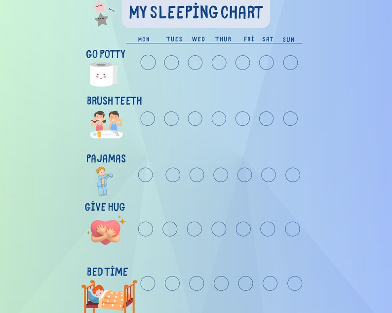Sleeping Chart for Kids - Etsy