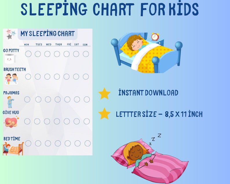Sleeping Chart for Kids - Etsy