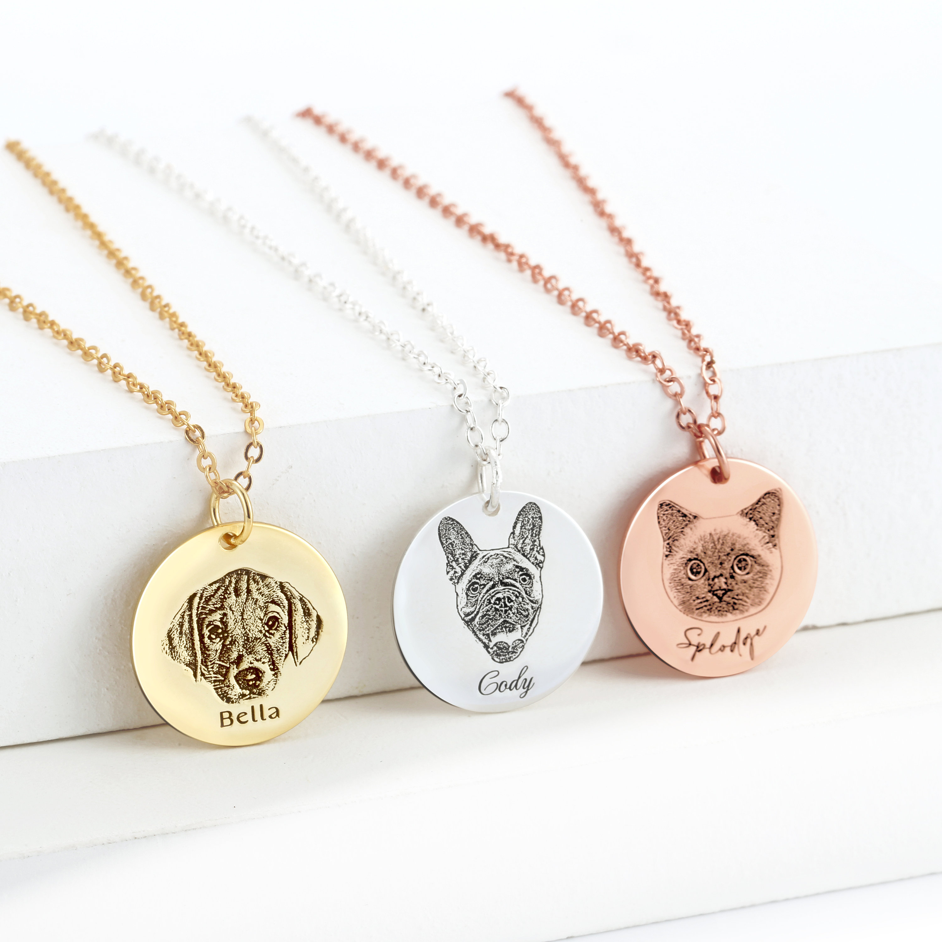 Custom Pet Portrait Necklace, Personalized Photo Jewelry, Pet Memorial ...