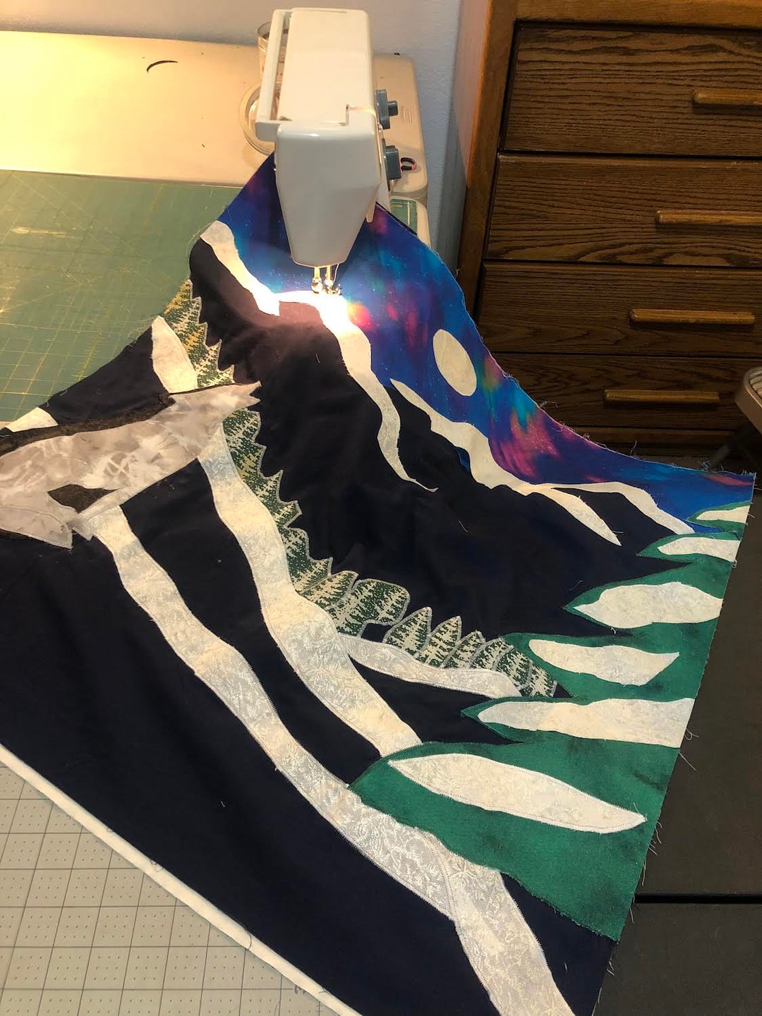 Aurora Borealis Wolf Lap Quilt With Appliqué Artwork 60 X 72 Inches, - Etsy