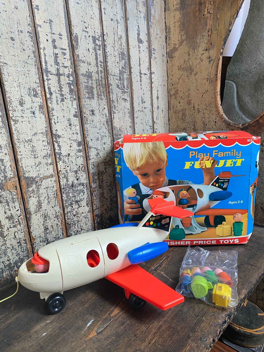 1970’s Fisher Price USA Family Fun Jet. Cones With Original Box and ...