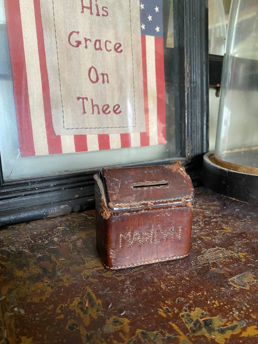 Leather Hand Tooled Money Box With Hand Stitched Lettering. Made for ...