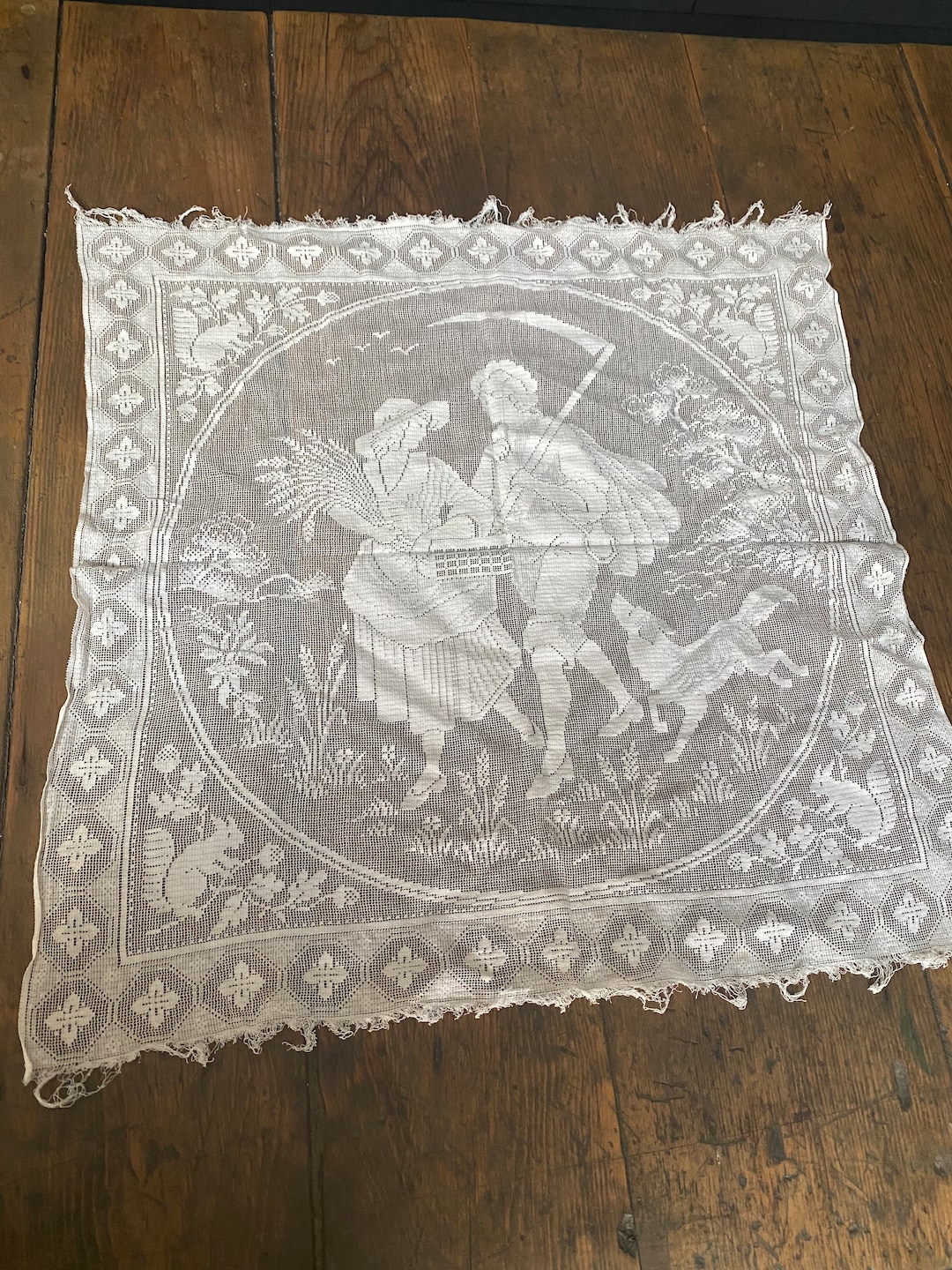 Mesh Lace Figural Panel. Country Scene With Squirrels, Dog and More. - Etsy