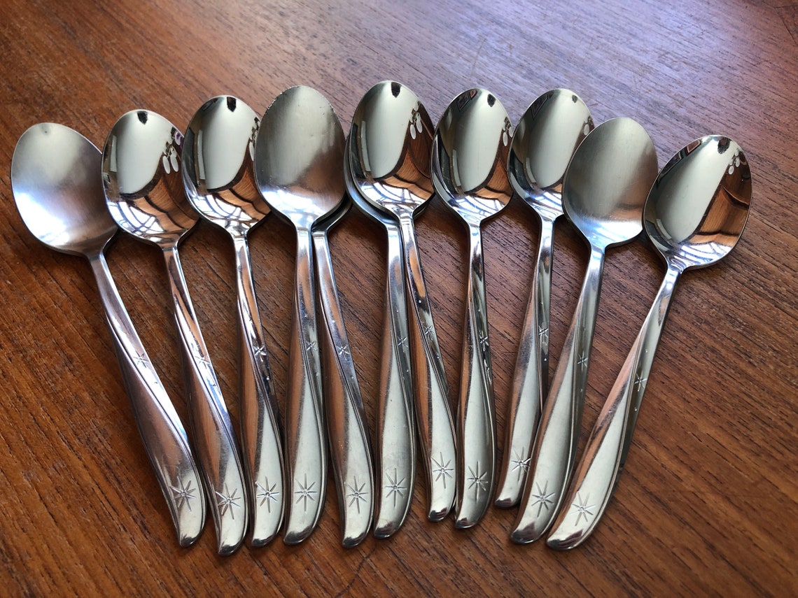 Vintage MCM Atomic Starburst Pattern Forks, Spoons, Knives by MARCREST ...